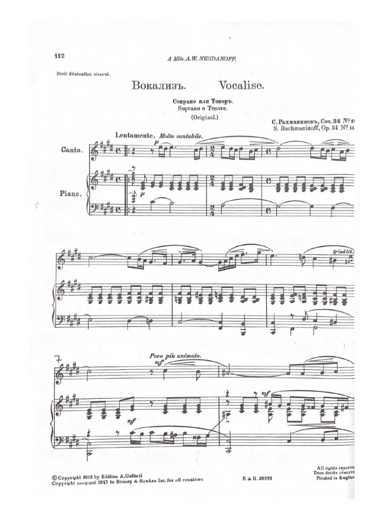 Rachmaninoff Vocalise | PDF