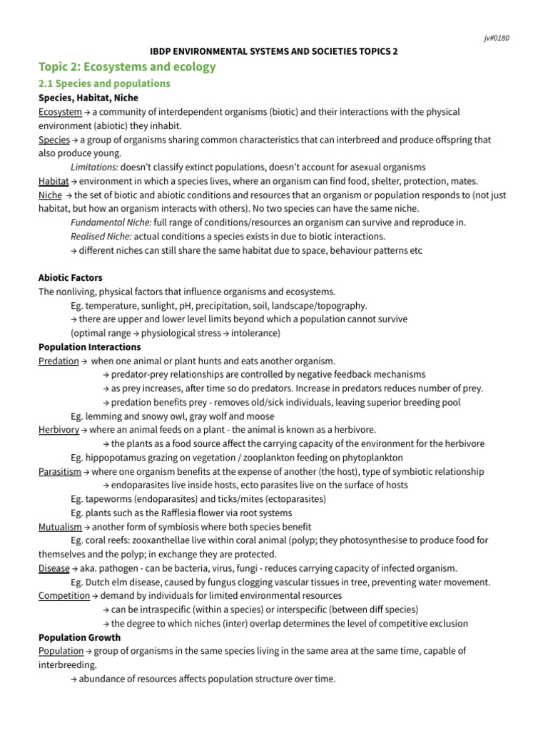 Topics 2 Ess Complete Notes | PDF | Food Web | Primary Production