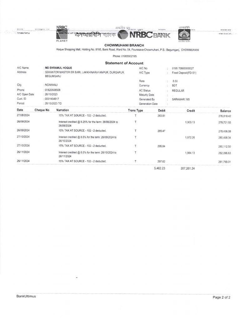 Statement of MD Ekramul Hoque001 | PDF
