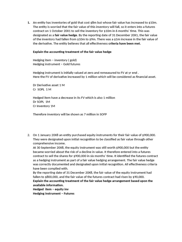 Fair Value Hedge Accounting Explained | PDF | Hedge (Finance) | Futures ...