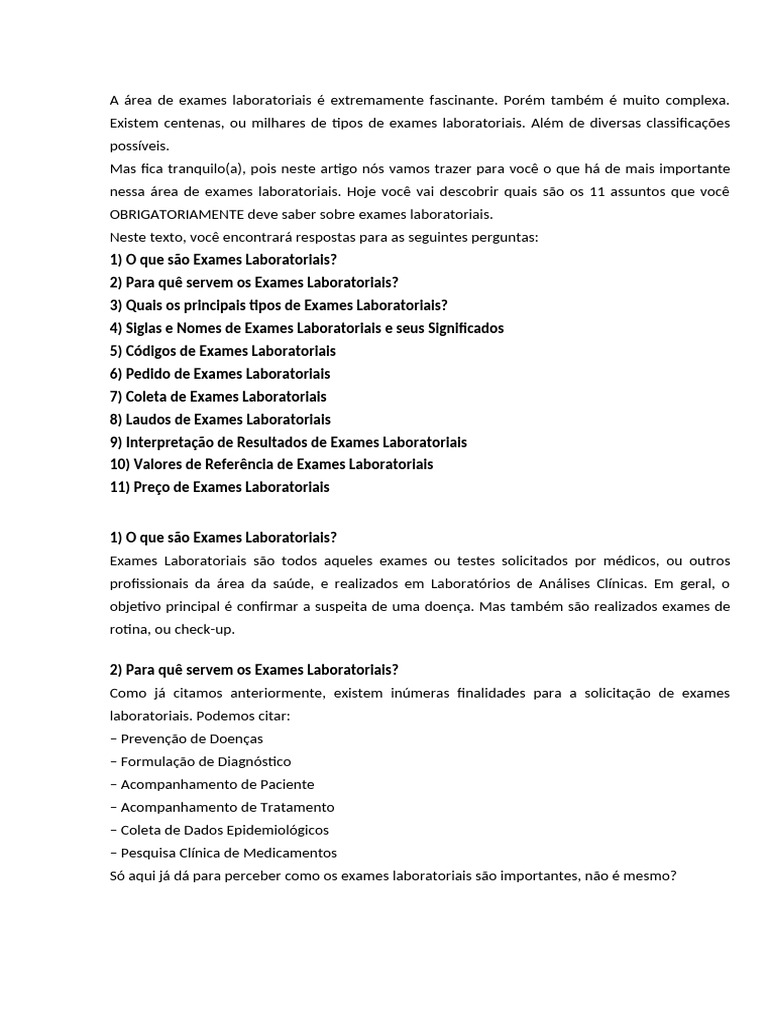 Guia Completo sobre Exames Laboratoriais | PDF | Sangue | Hemácia