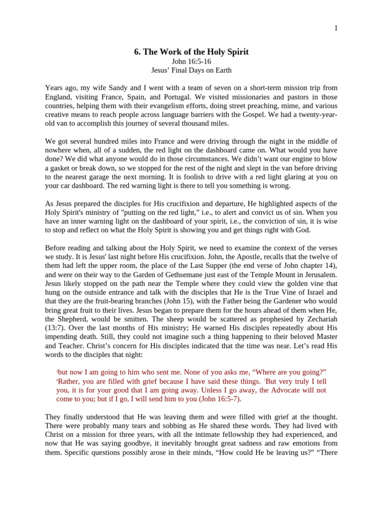 The Work of The Holy Spirit | PDF | Jesus | Satan