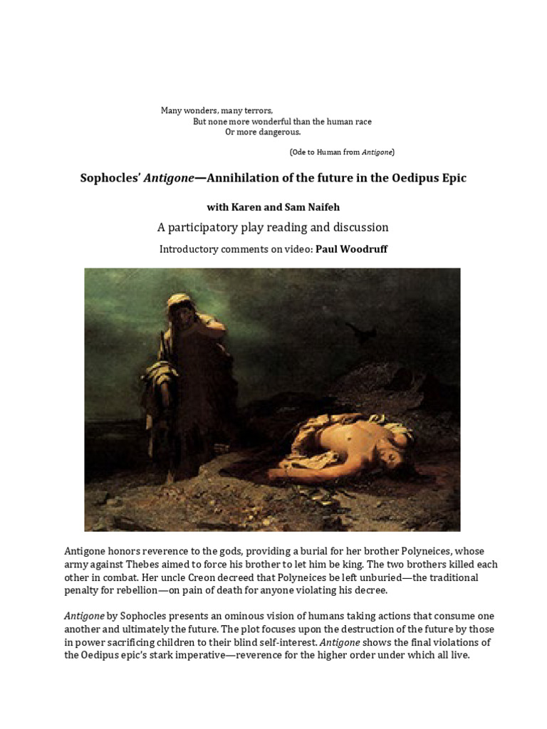 Sophocles' Antigone-Annihilation of The Future in The Oedipus Epic ...
