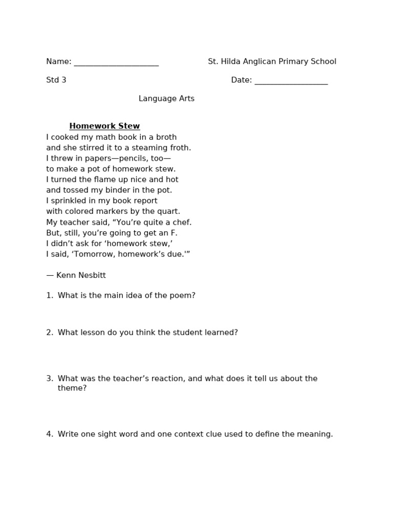 Poem Main Idea | PDF