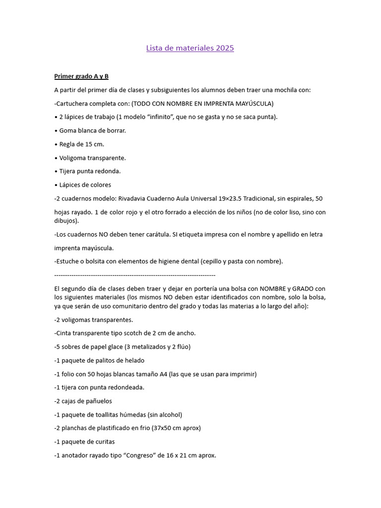 2025-NP-Lista de Materiales | PDF | Lápiz | Color