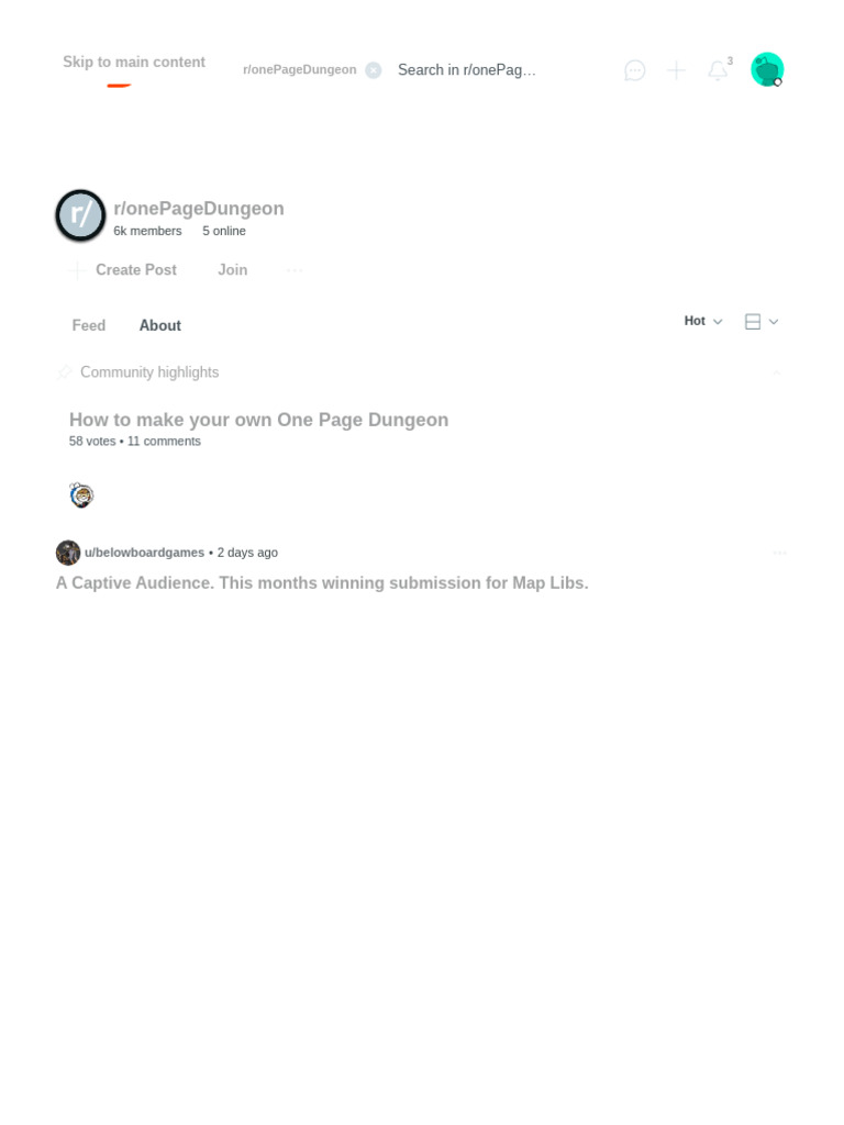 One Page Dungeon Community Highlights | PDF