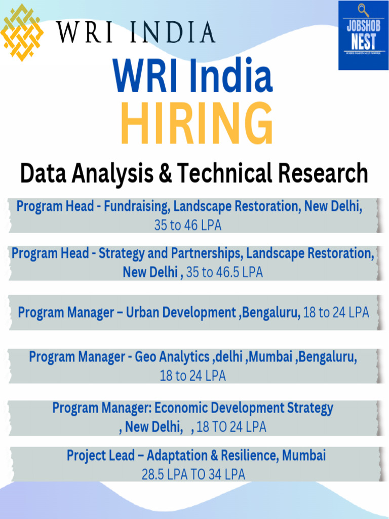 WRI India Job Openings in 2023 | PDF | Economies
