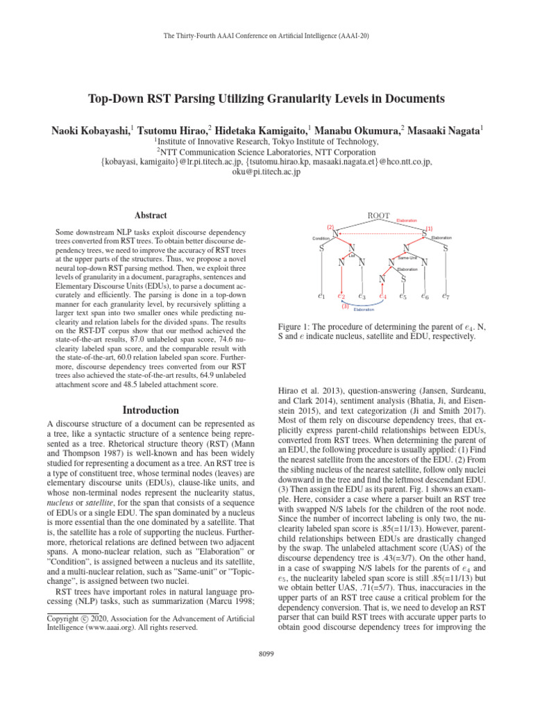Kobayashi, N., Et Al. (2020) - Top-Down RST Parsing Utilizing Granularity Levels in Documents ...