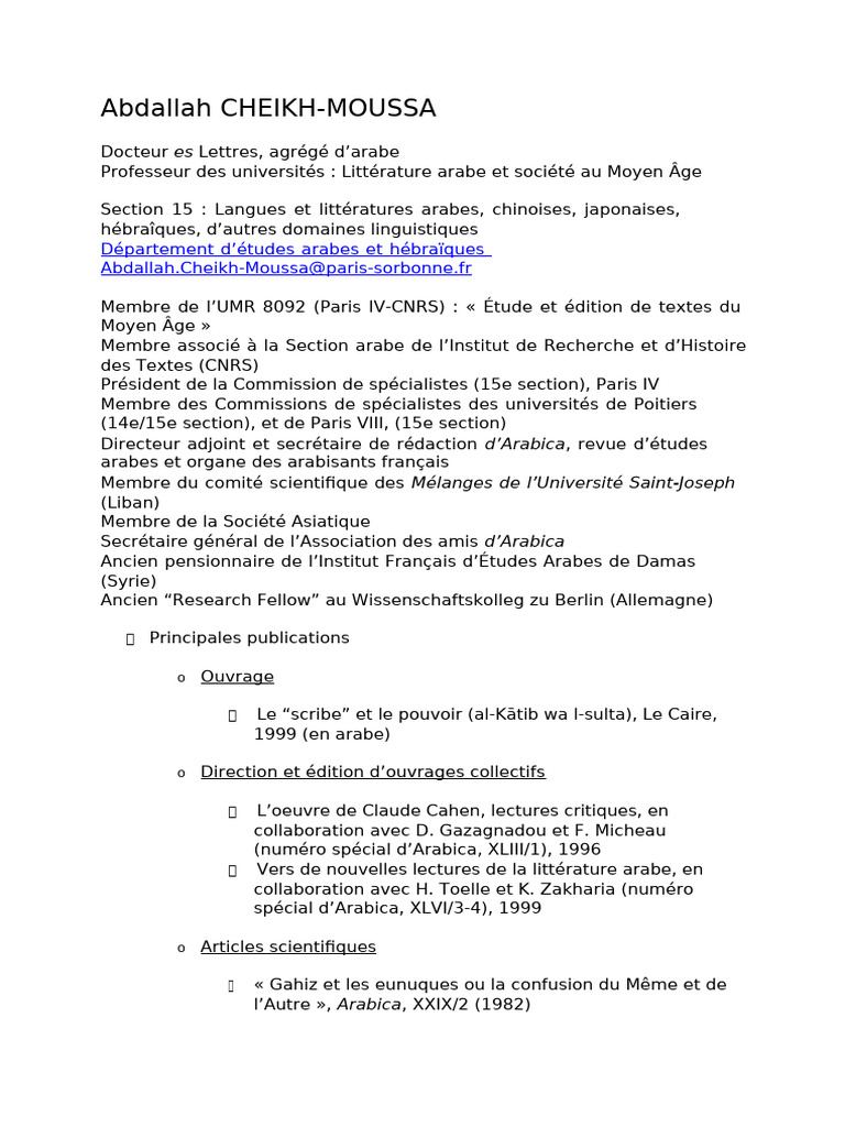 Abdallah CHEIKH | PDF | Arabe