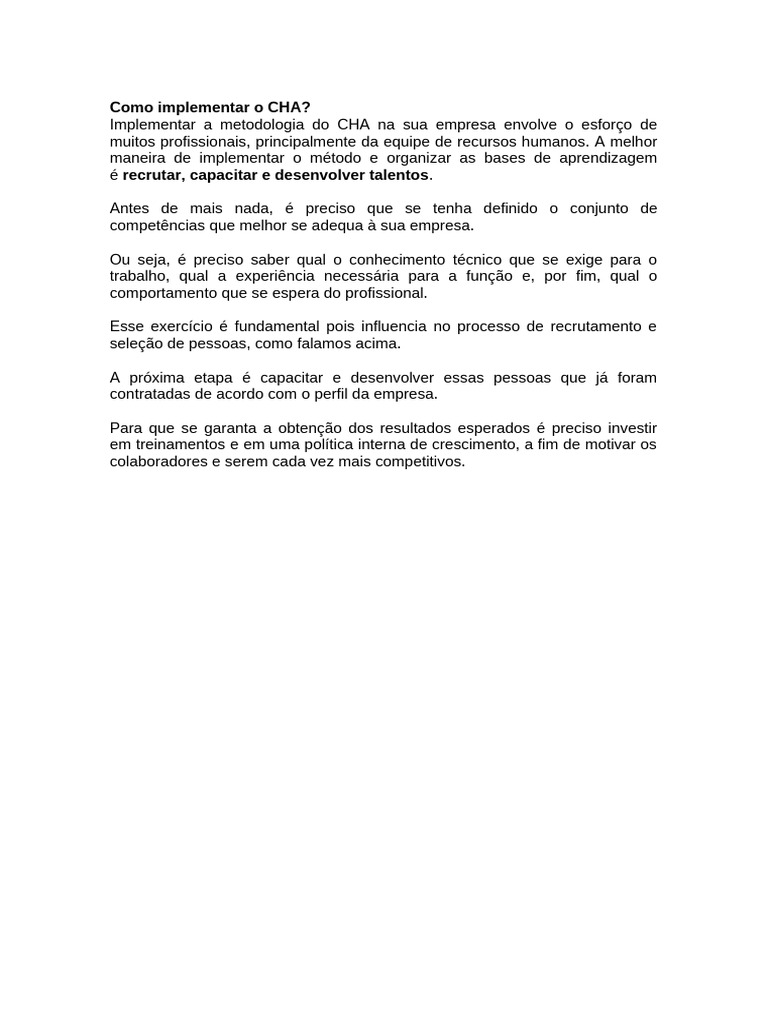 Como Implementar a Metodologia CHA | PDF