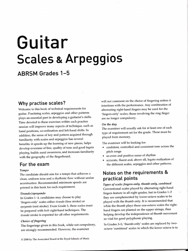 Guitar Scales for ABRSM Grades 1-5 | PDF | Scale (Music) | Harmony