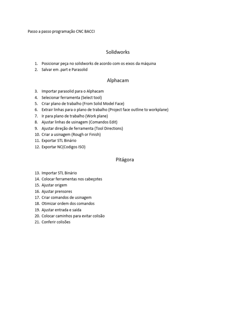 Programação CNC Bacci: Guia Prático | PDF