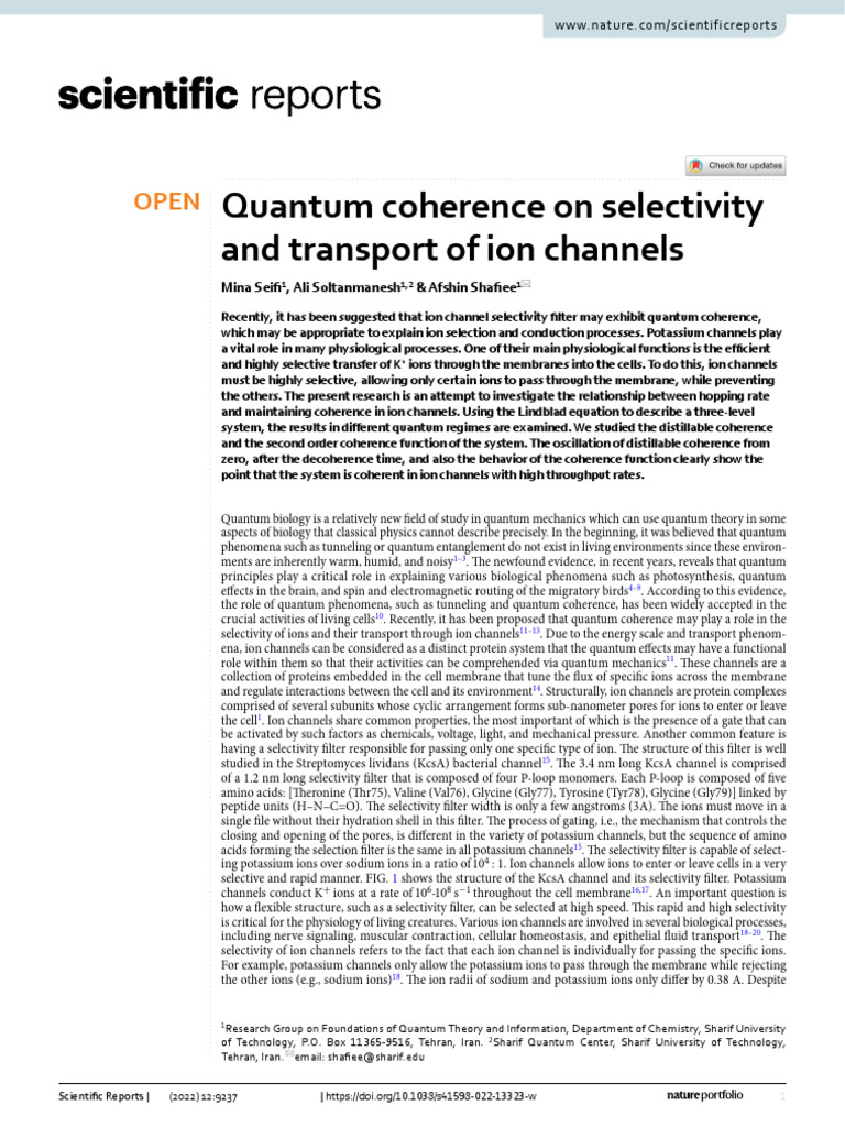 Seifi2020 QuantumCoherence | PDF | Applied And Interdisciplinary Physics | Quantum Mechanics