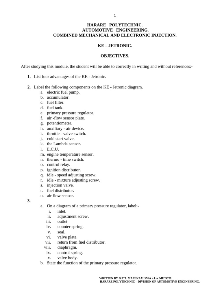 Basic_KE_-_Jetronic | PDF | Throttle | Fuel Injection