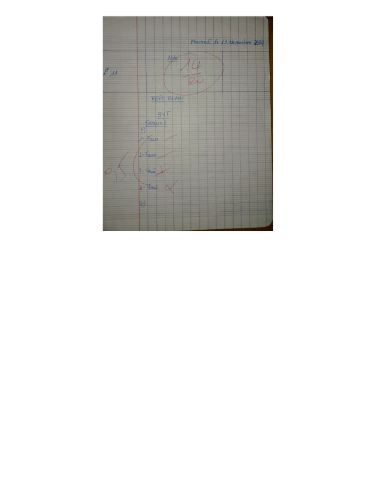 NOTE DE SVT BEPC BLANC | PDF