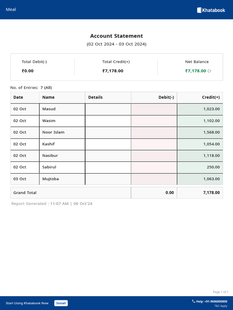 Khatabook-Book-Transactions-06 10 2024-11 07 40 AM | PDF