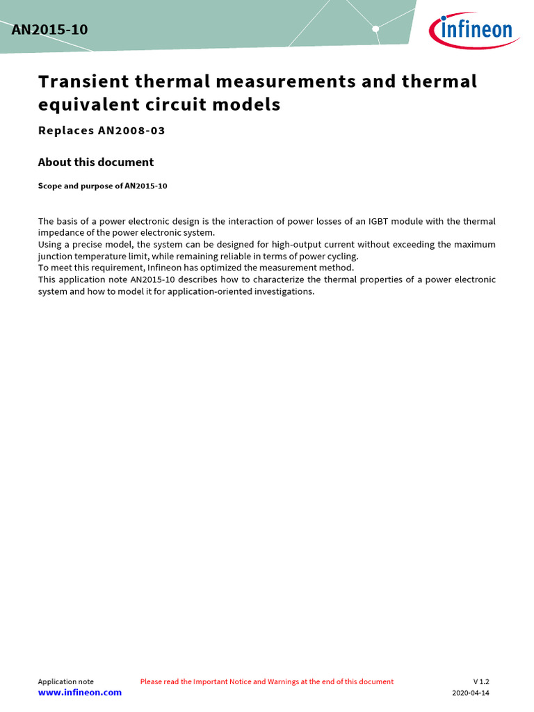Infineon Thermal Equivalent Circuit Models ApplicationNotes v01 02 en ...