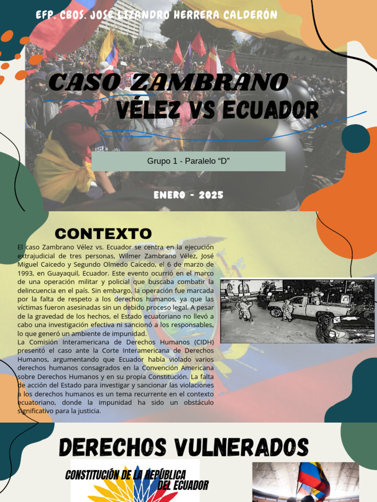 Grupo 1 - Paralelo D - Presentación Caso Zambrano Vélez VS Ecuador | PDF | Debido al proceso ...