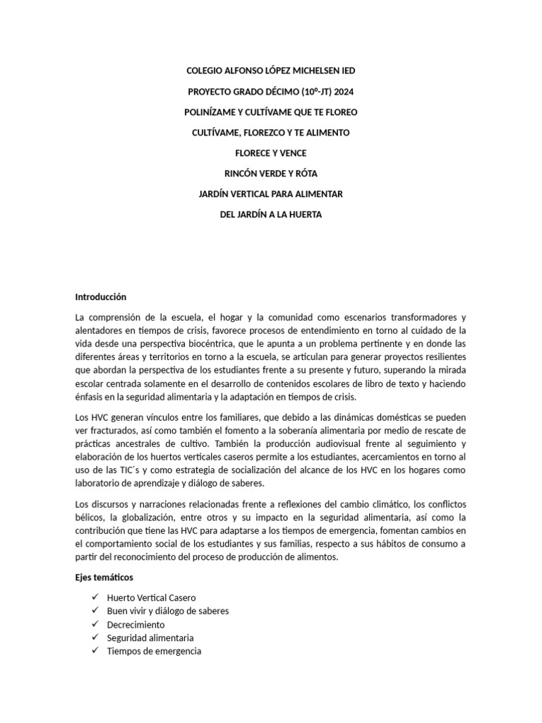 PROYECTO GRADO DÉCIMO 2024 22febrero2024 | PDF
