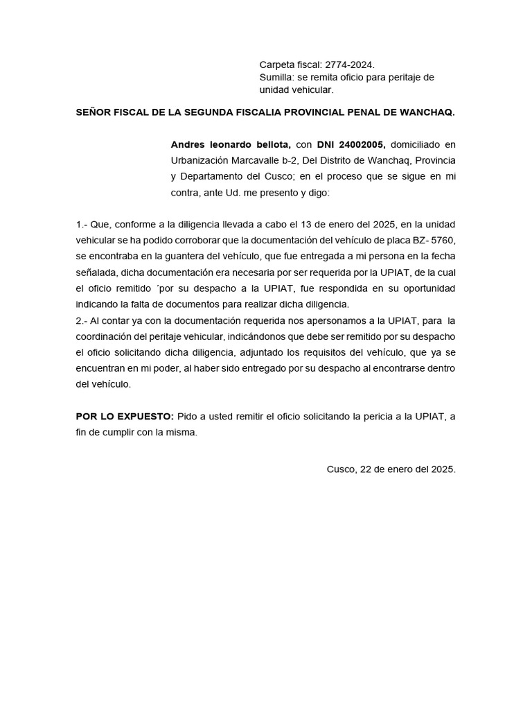 Solicito Pericia Upiat | PDF