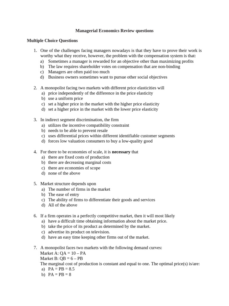 ME Review Questions | PDF | Average Cost | Demand