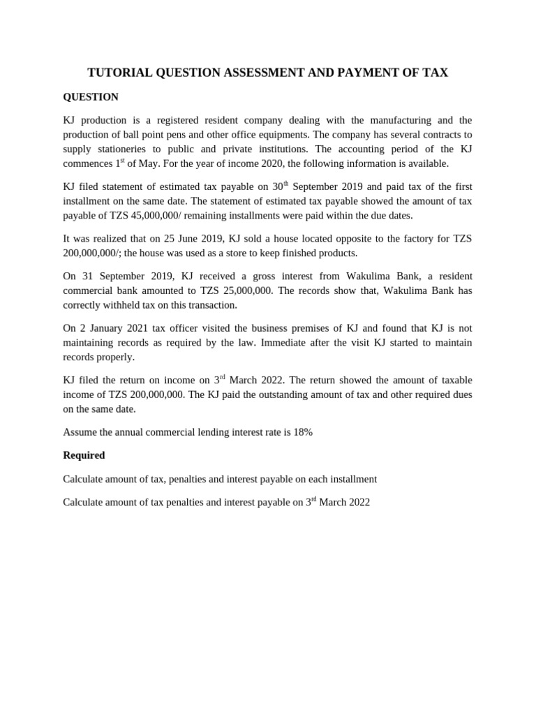 Tutorial Assessment | PDF