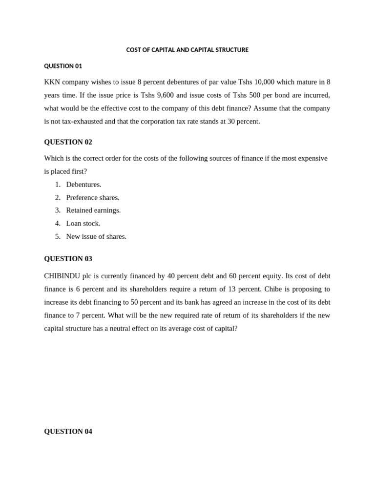 Cost of Capital and Capital Structure | PDF | Cost Of Capital ...