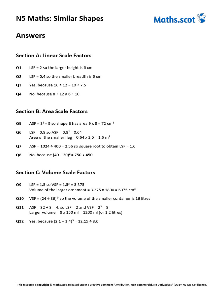 N5 Maths: Similar Shapes Guide | PDF