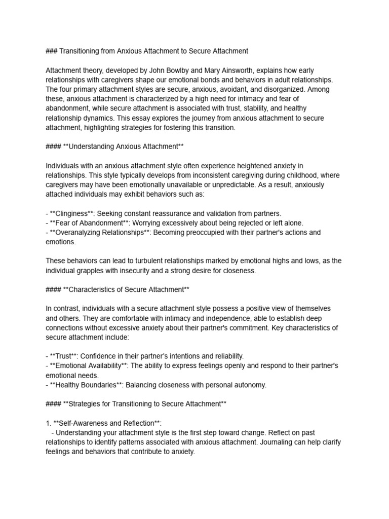 _from Anxious Attachment to Secure Attachment | PDF | Attachment Theory ...