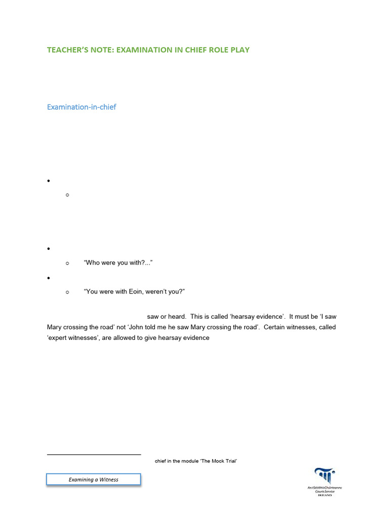 Witness Examination Techniques Guide | PDF | Witness | Evidence (Law)