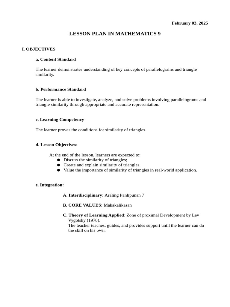 LP Math 9 6th OutCampus Similar triangles | PDF | Triangle | Elementary Geometry