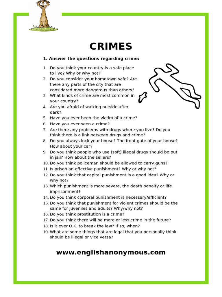 Crimes Speaking Conversation Topics Dialogs Debating Argumentation ...