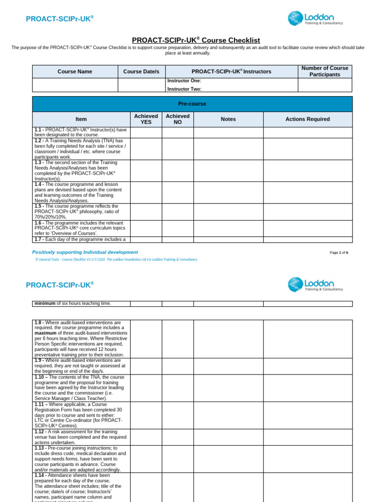7 - General Tools - Course Checklist | PDF | Pedagogy | Education Theory