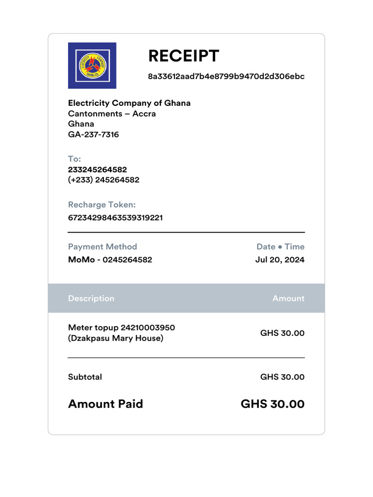 ECG PowerApp Receipt | PDF