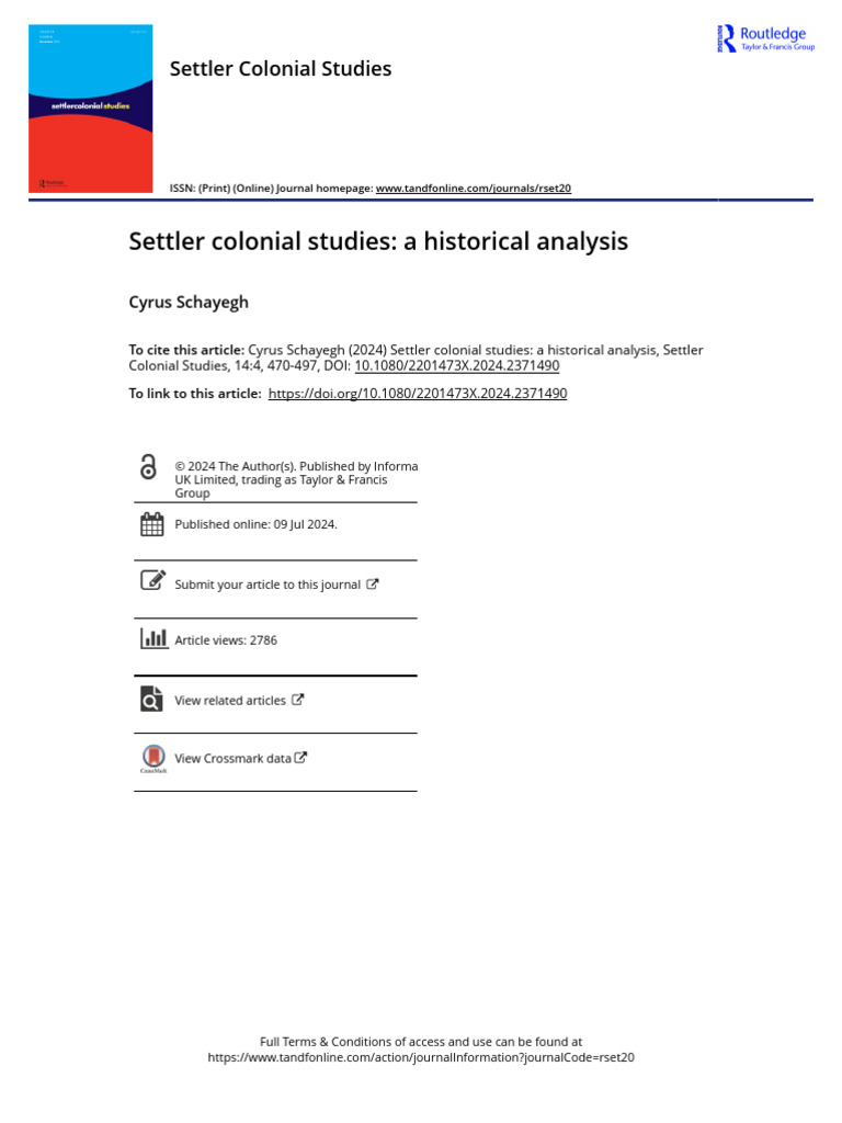 Settler Colonial Studies A Historical Analysis | PDF | Indigenous Australians | Indigenous Peoples