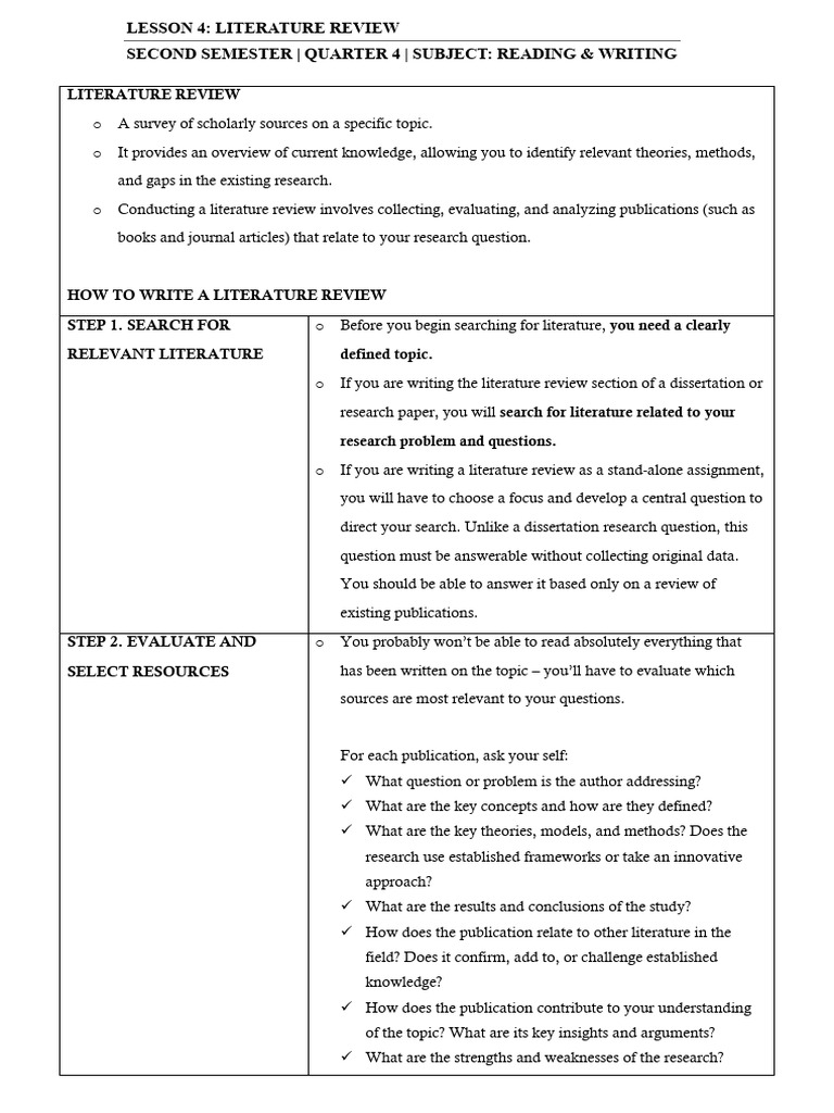 Writing an Effective Literature Review | PDF | Literature Review | Citation