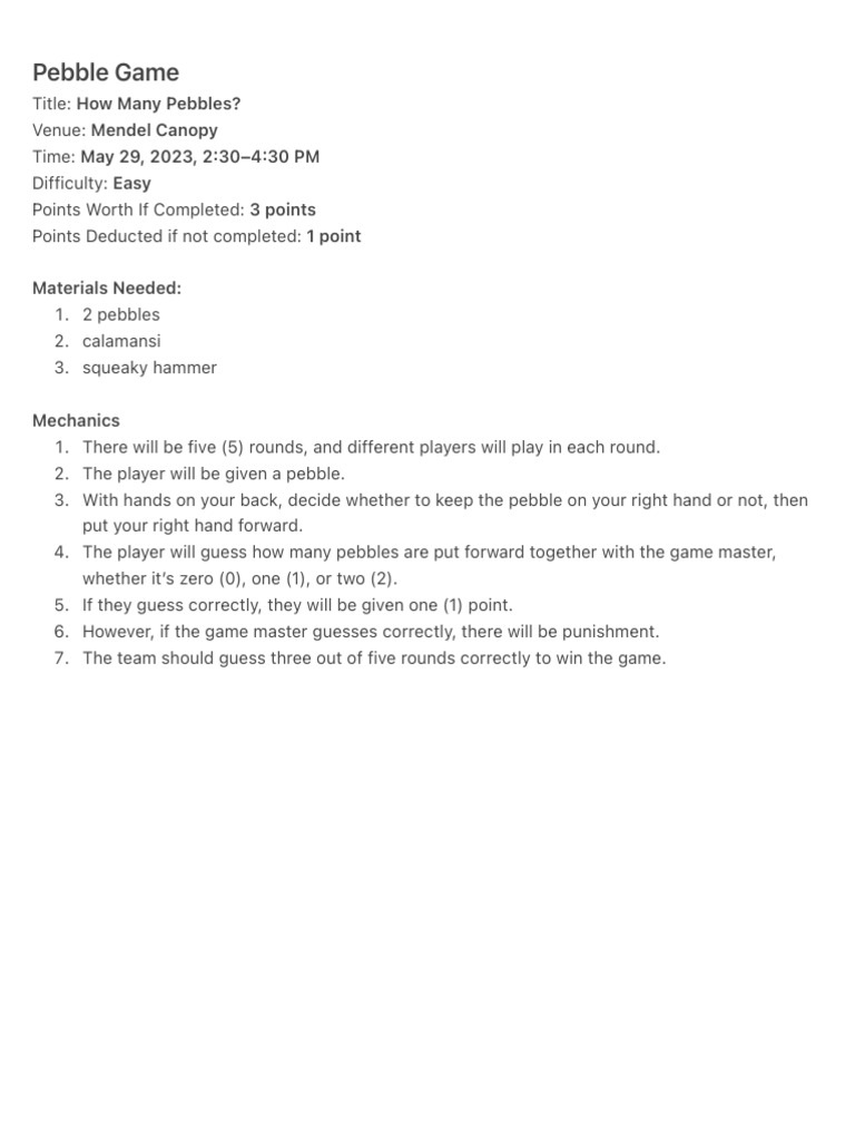 Pebble Game | PDF