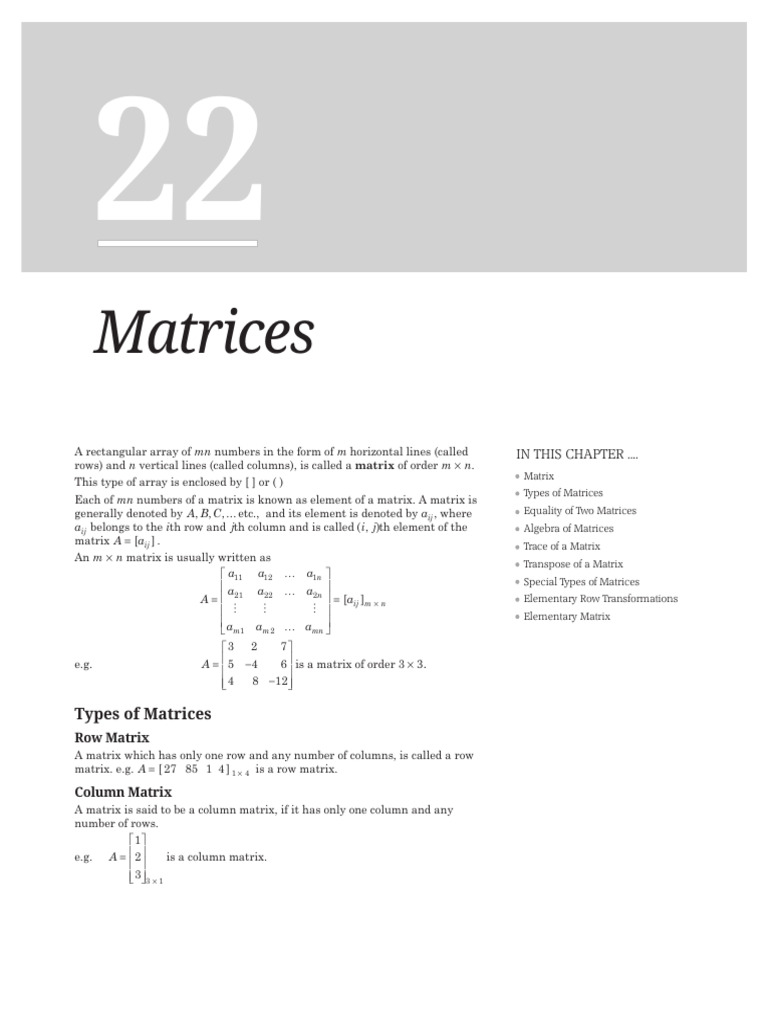 22. Matrices | PDF | Matrix (Mathematics) | Mathematical Analysis