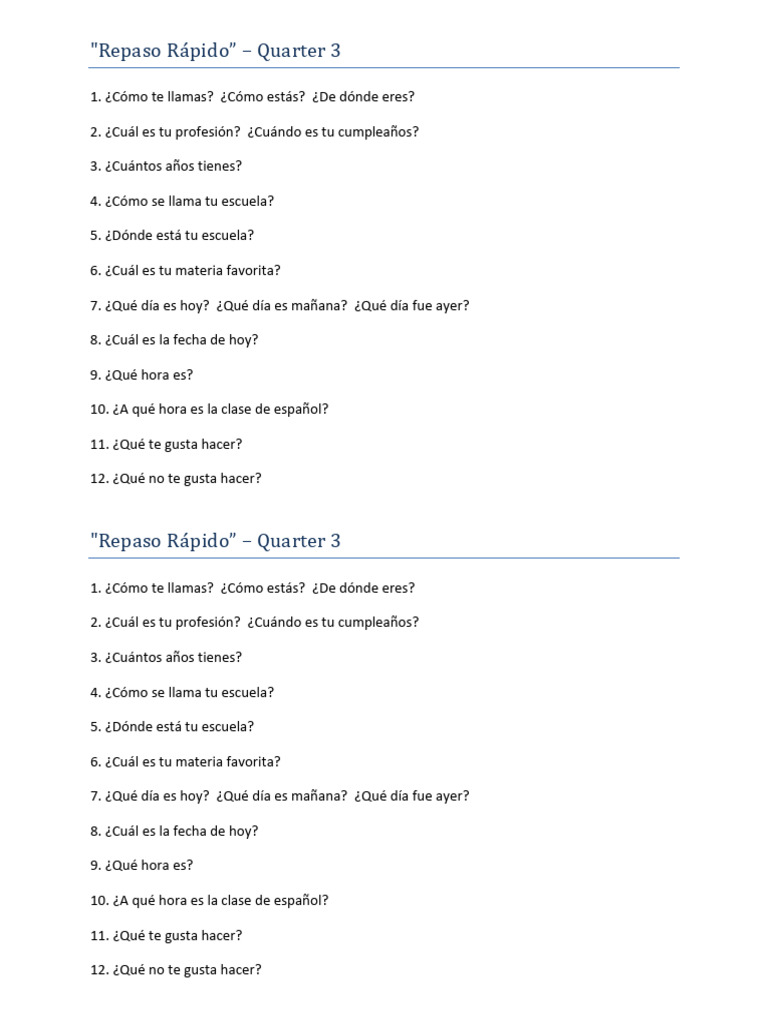 Repaso Rapido - Q3 | PDF