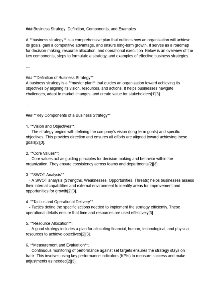 tegy_ Definition, Components, and Examples | PDF | Strategic Management | Competitive Advantage