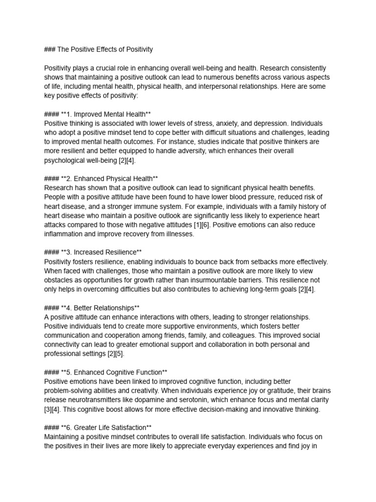 E Positive Effects of Positivity | PDF | Psychological Resilience ...