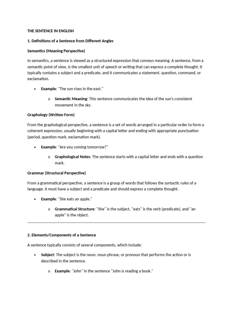 Sentence Structure and Types Guide | PDF | Sentence (Linguistics) | Clause
