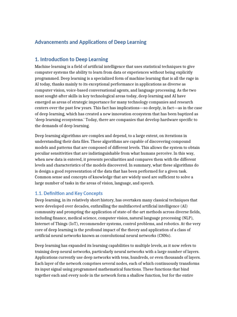 Advancements and Applications of Deep Learning | PDF | Deep Learning ...