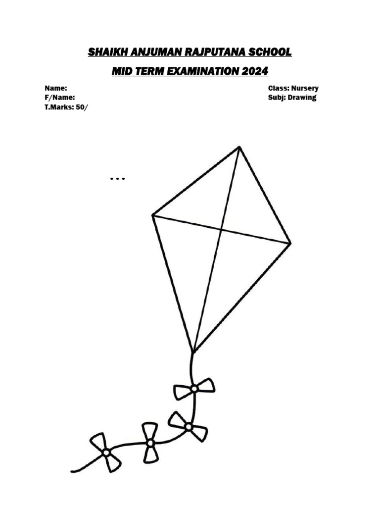 Mid Term Drawing Exam 2024 - Nursery to KG2 | PDF