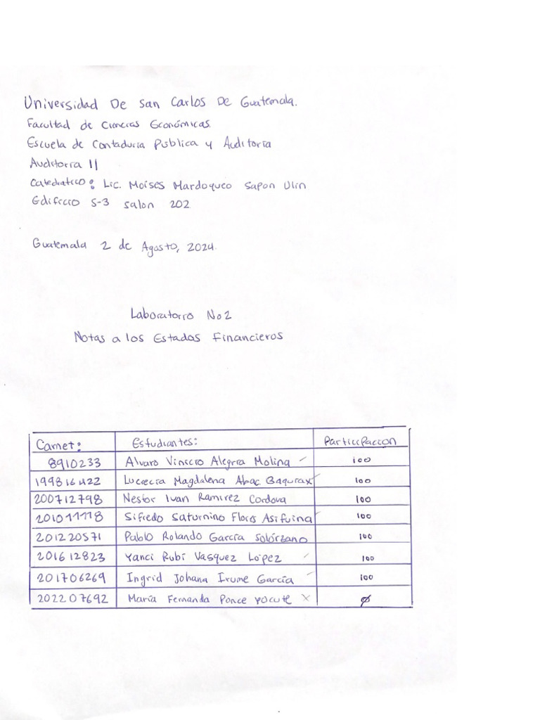 Laboratorio No 2 Auditoria II Notas A Los EEFF | PDF