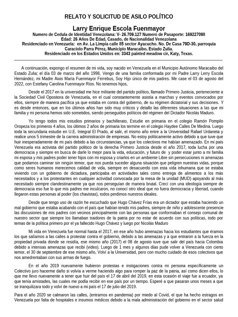 Relato y Solicitud Larry Escola Corregido | PDF | Policía | Daños y ...