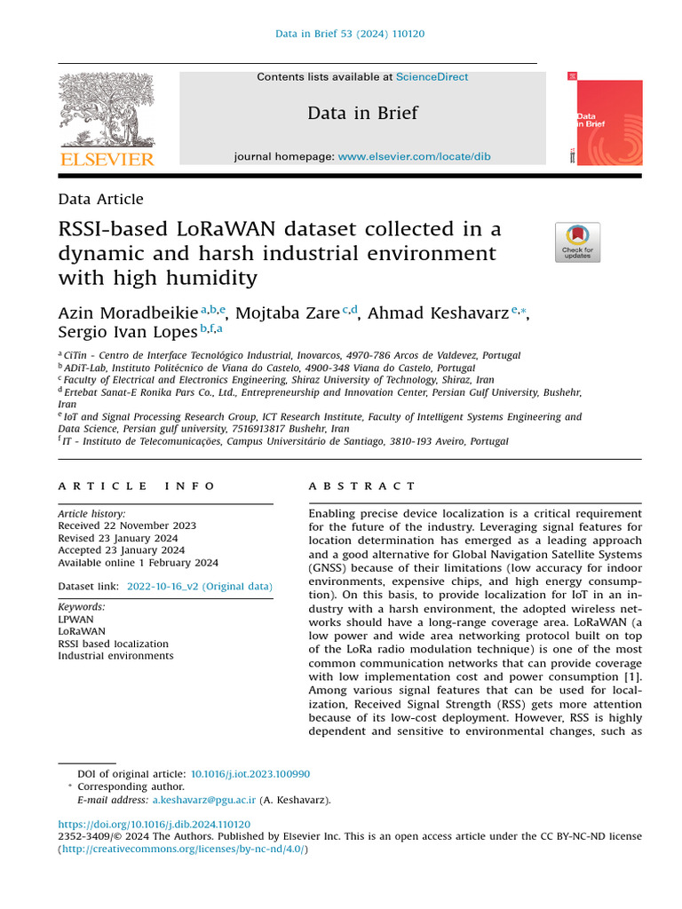 RSSI-Based LoRaWAN Dataset Collected in A Dynamic | PDF | Information ...