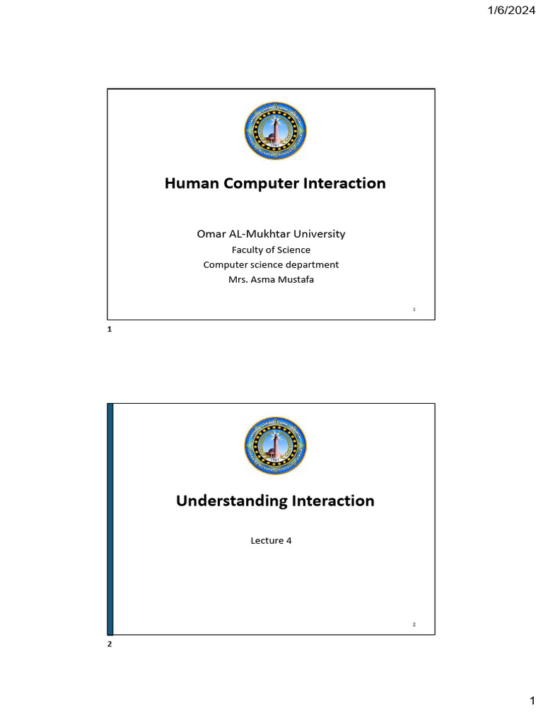 Human-Computer Interaction Lecture | PDF | Window (Computing) | Menu (Computing)