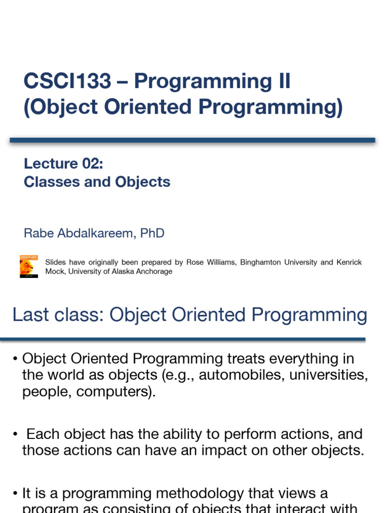 Java Object-Oriented Programming Basics | PDF | Class (Computer Programming) | Method (Computer ...