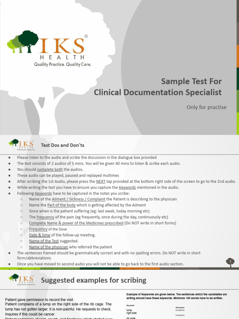 Scribe Sample Test Updated(1).pptx (1) (2) and nore | PDF | Clinical ...